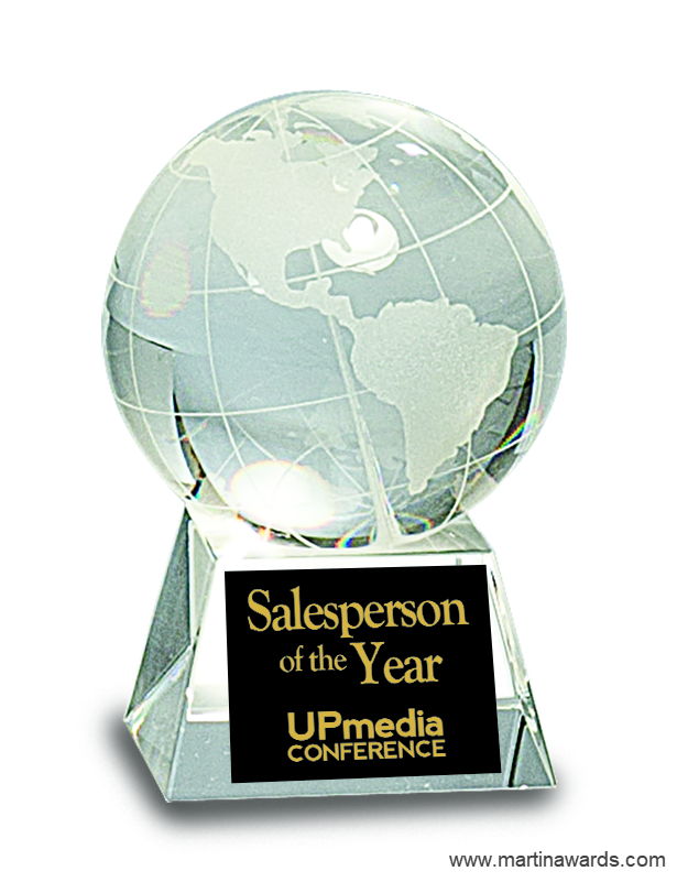 Genuine Prism Optical Crystal With Globe - Martin Awards