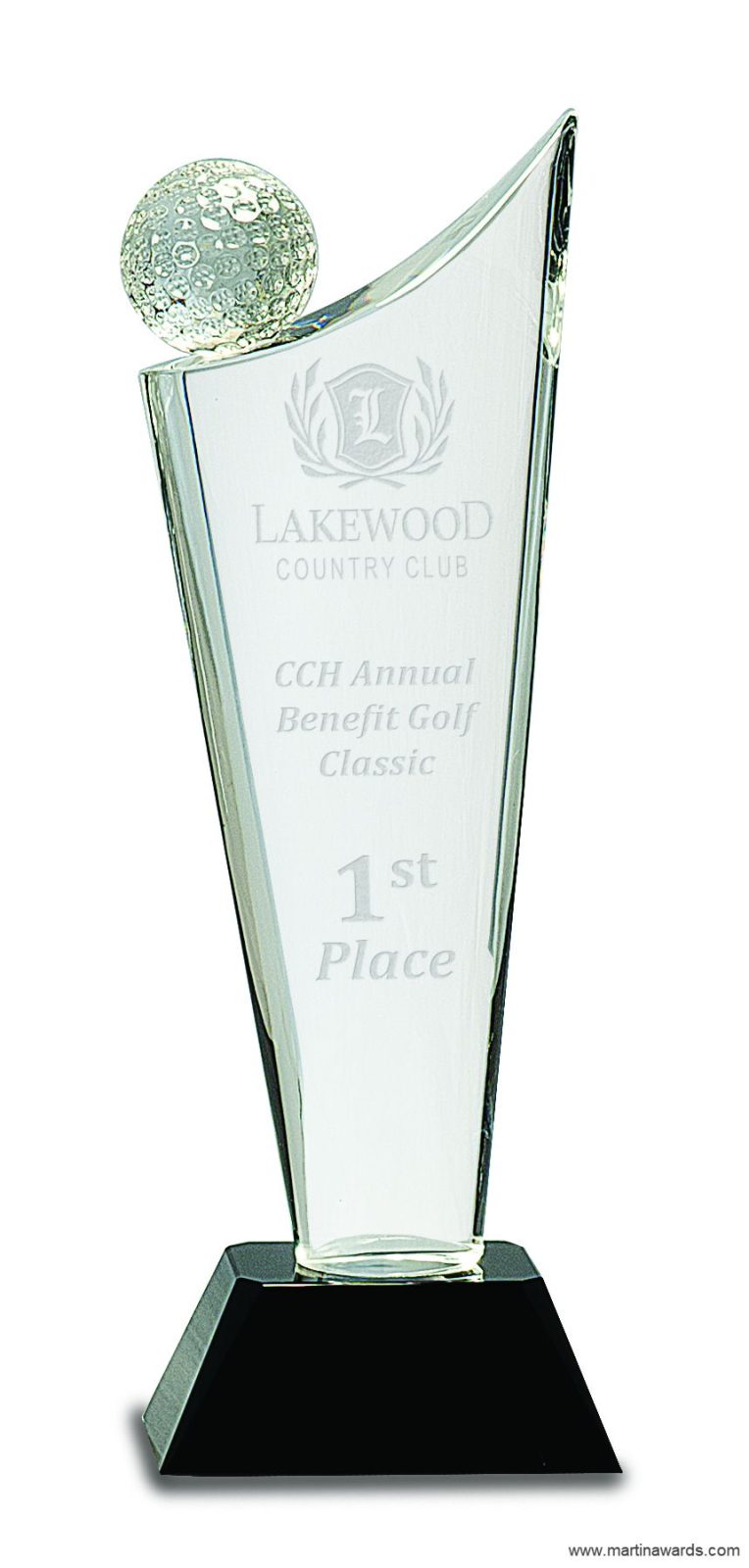Crystal 3D Golf Ball Award - Martin Awards