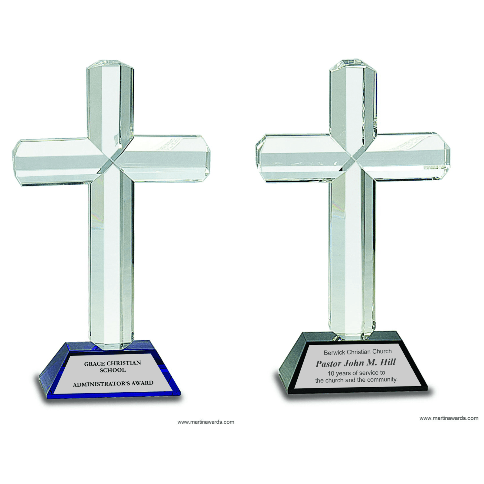 Crystal Cross Award on Pedestal Base - Martin Awards