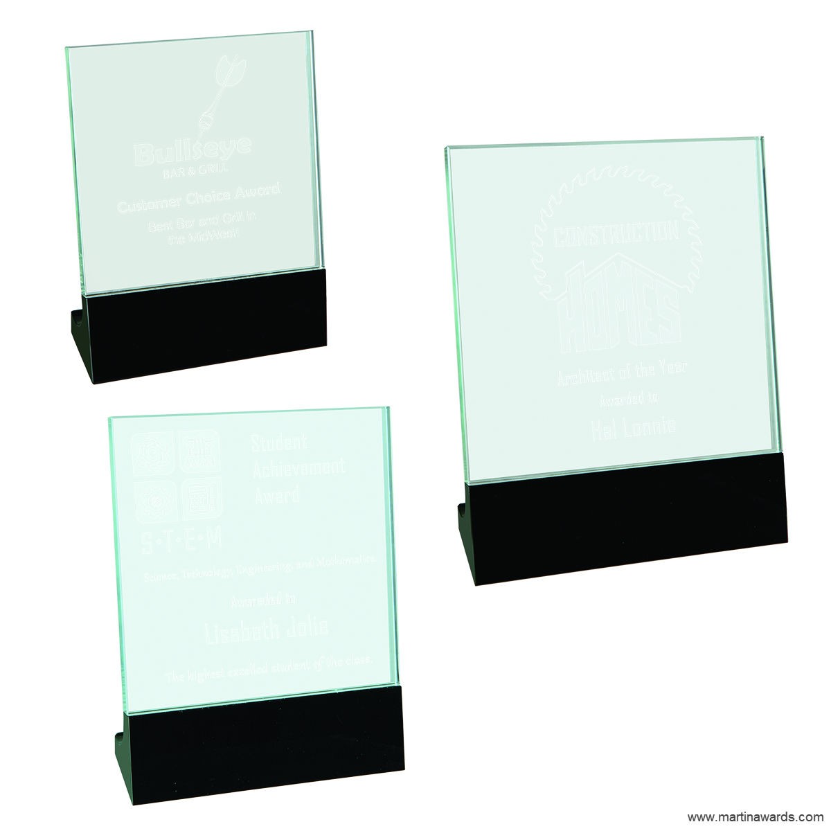 Premier Standup Glass Plaques - Martin Awards