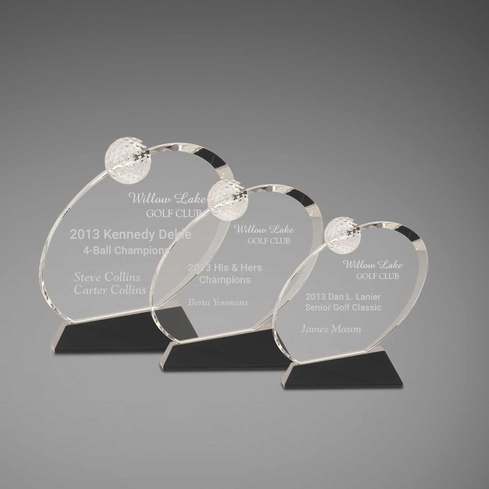 Oblong Crystal Golf Trophy - Martin Awards
