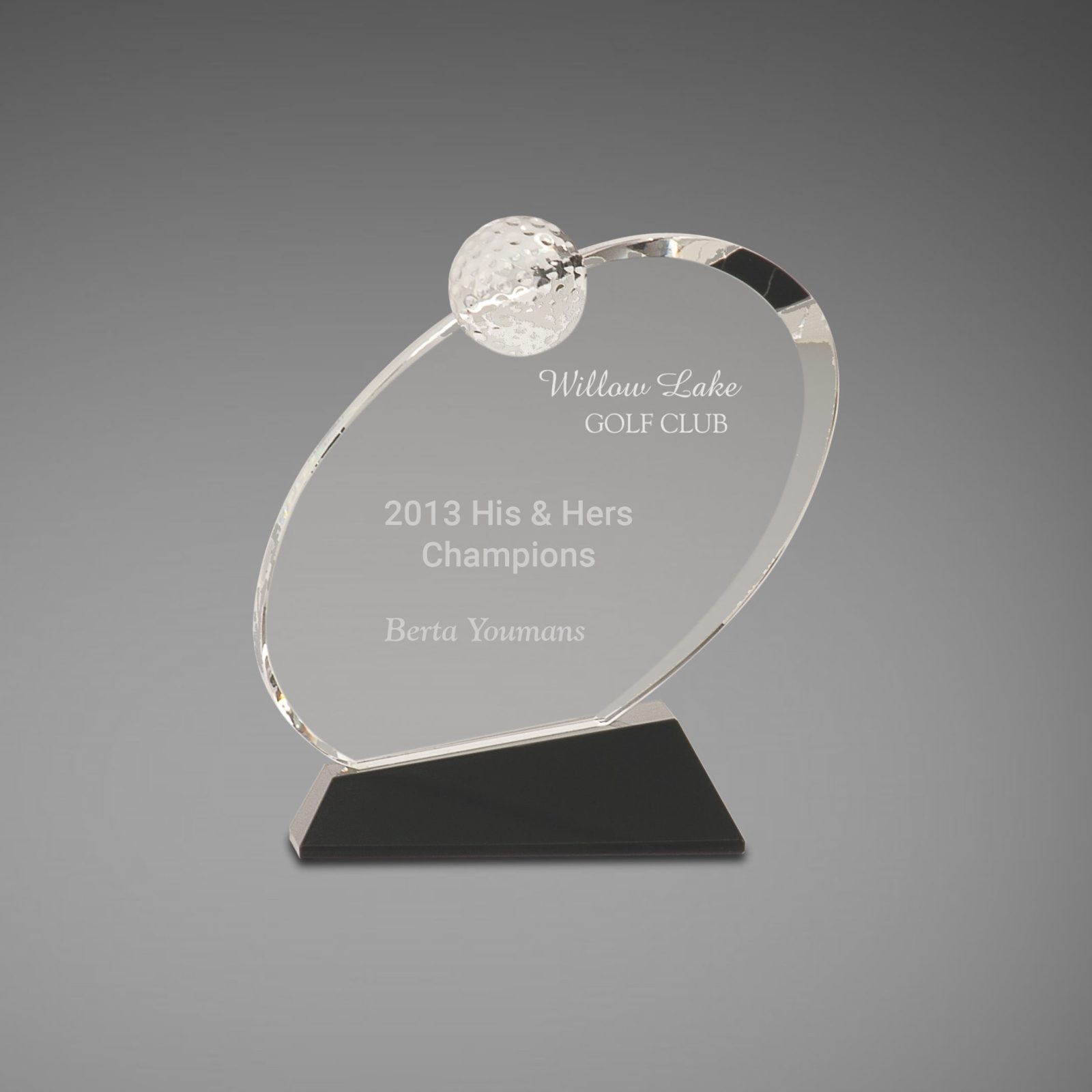 Oblong Crystal Golf Trophy - Martin Awards