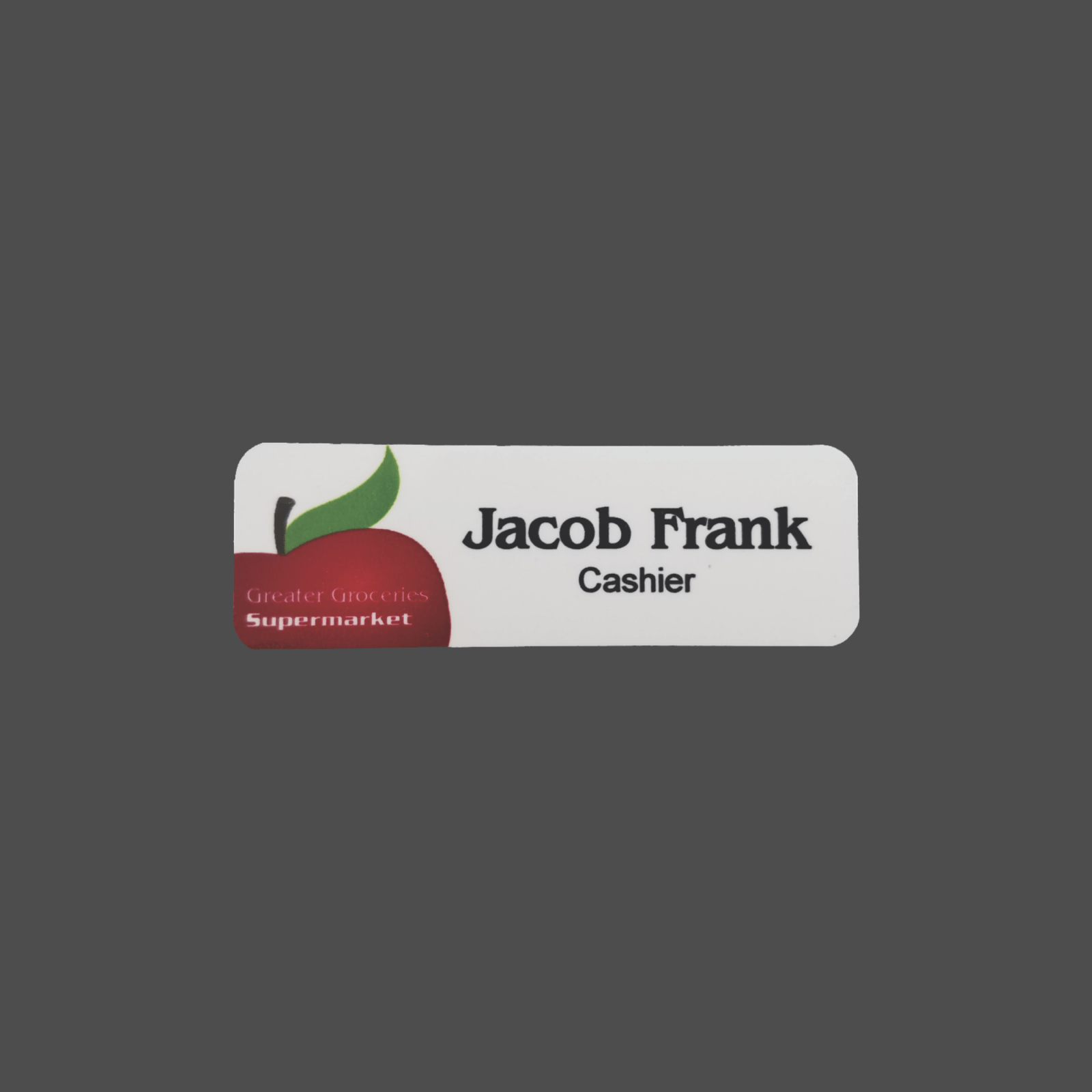 1" x 3" White Metal 4-Color Process Name Badge - Martin Awards