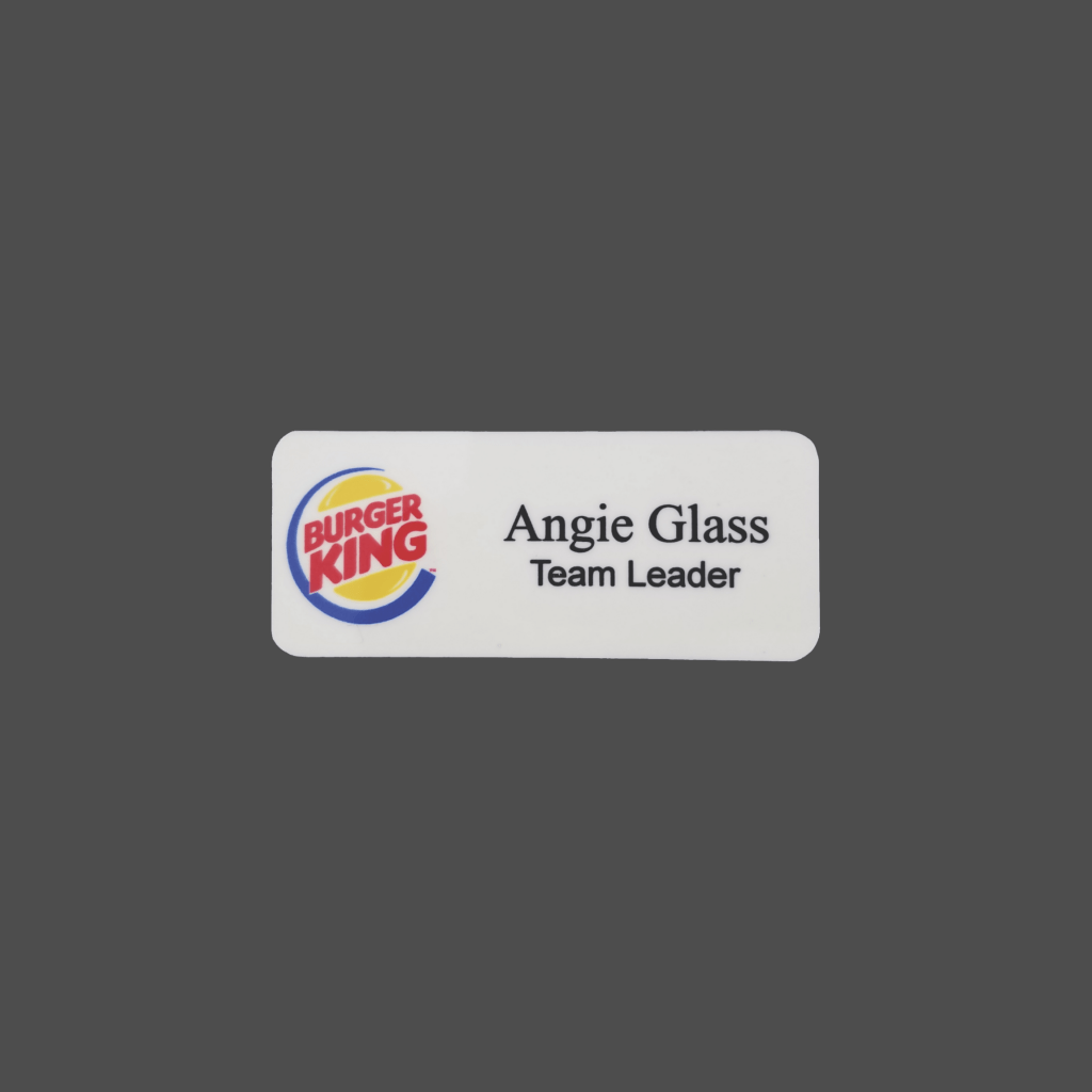 1 1/4" x 3" White Plastic 4-Color Process Name Badge - Martin Awards