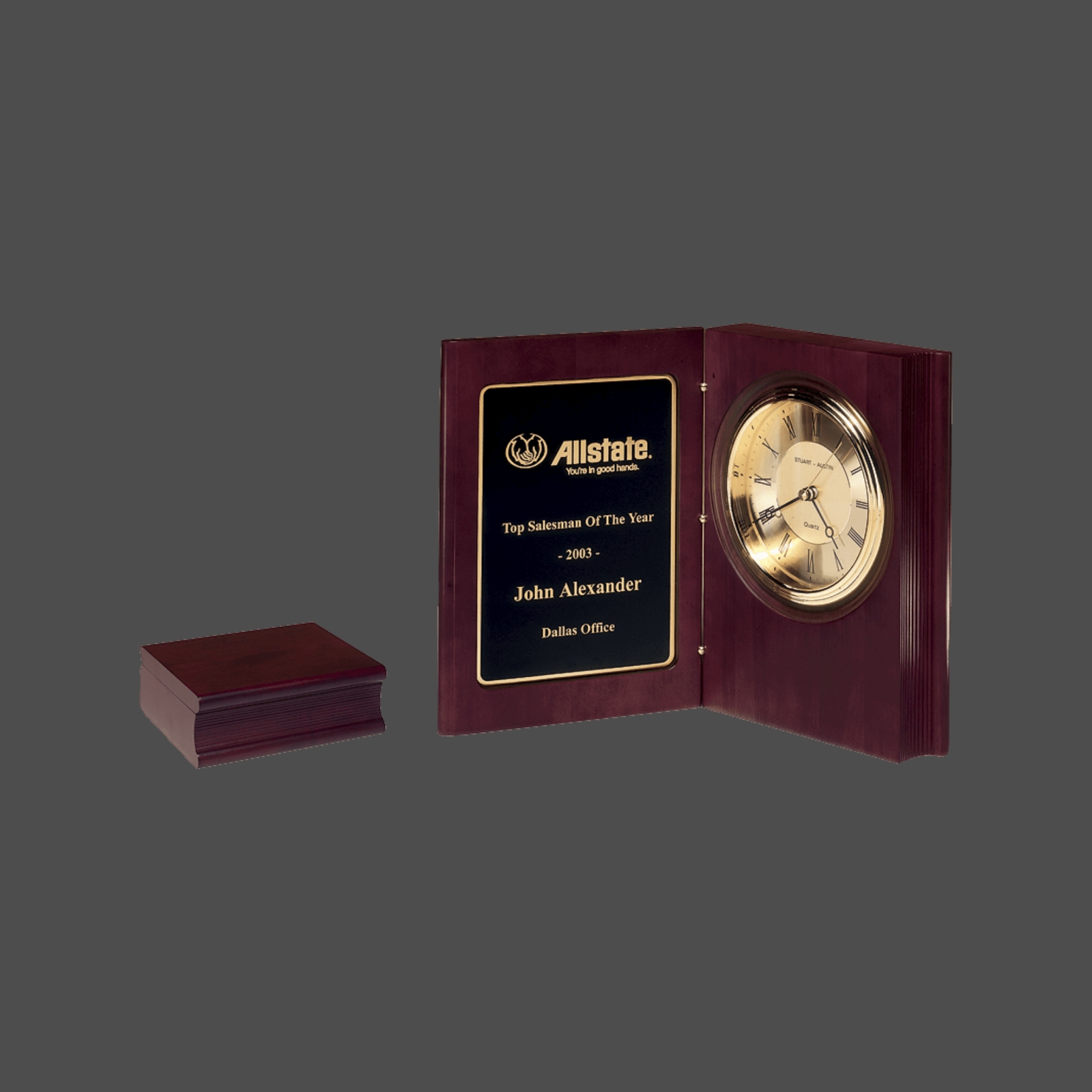 Dazzling Small Rosewood Book Clock - Martin Awards